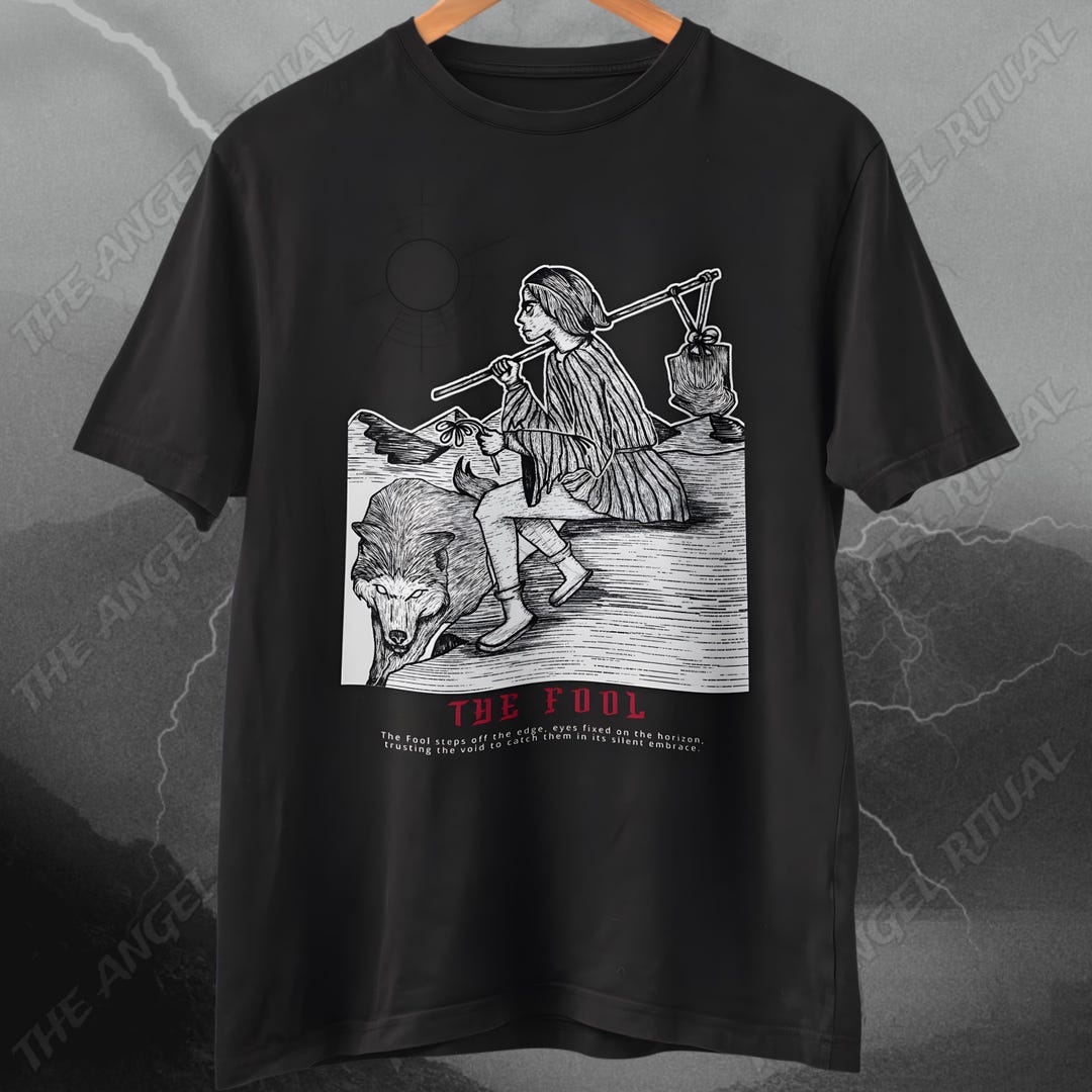 The Fool Tarot Card T-shirt, Washed Creepy Gothic Distressed Print Tee ...