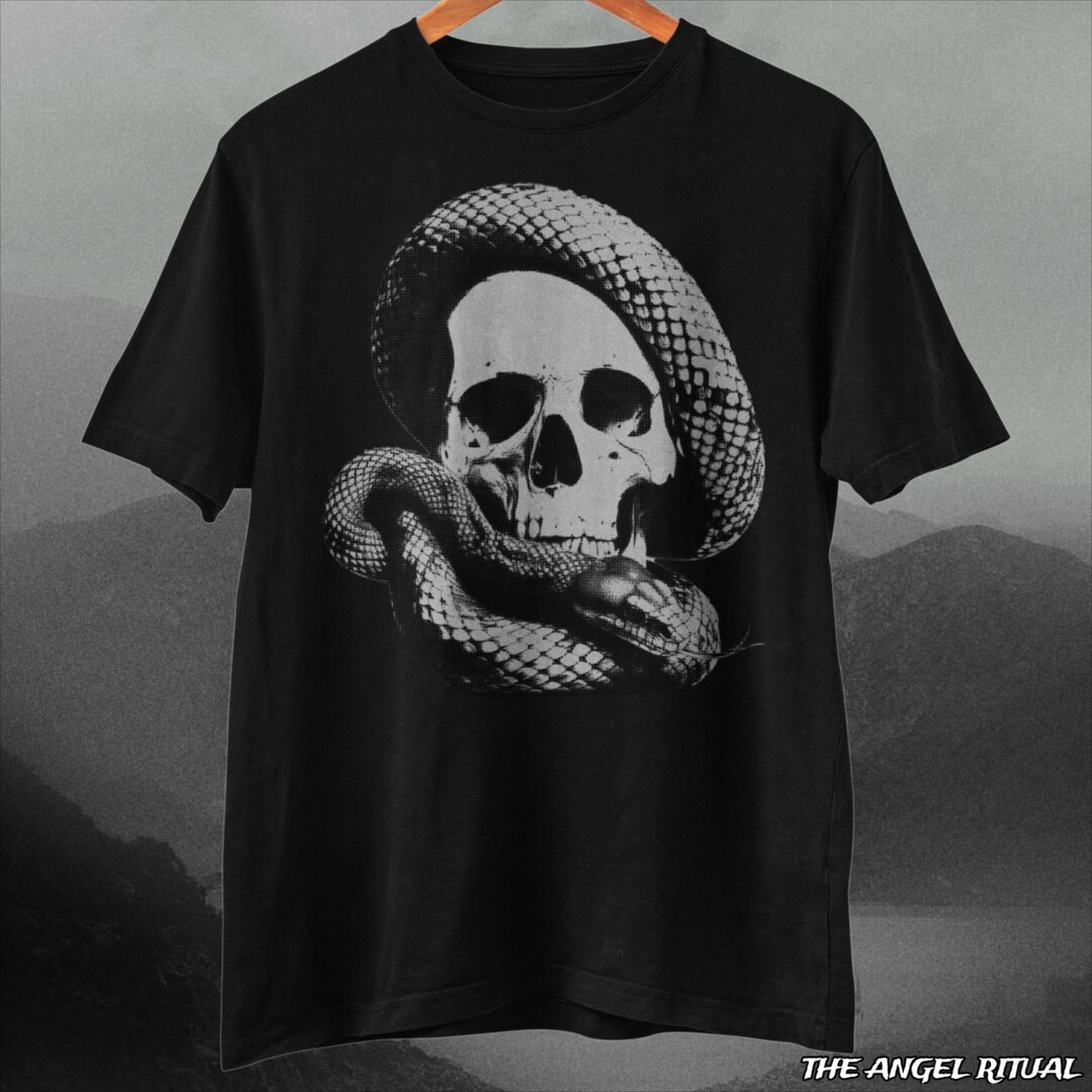 Y2k Skull T-shirt, Snake Skull Washed Oversized Tee, Gift for Goth ...