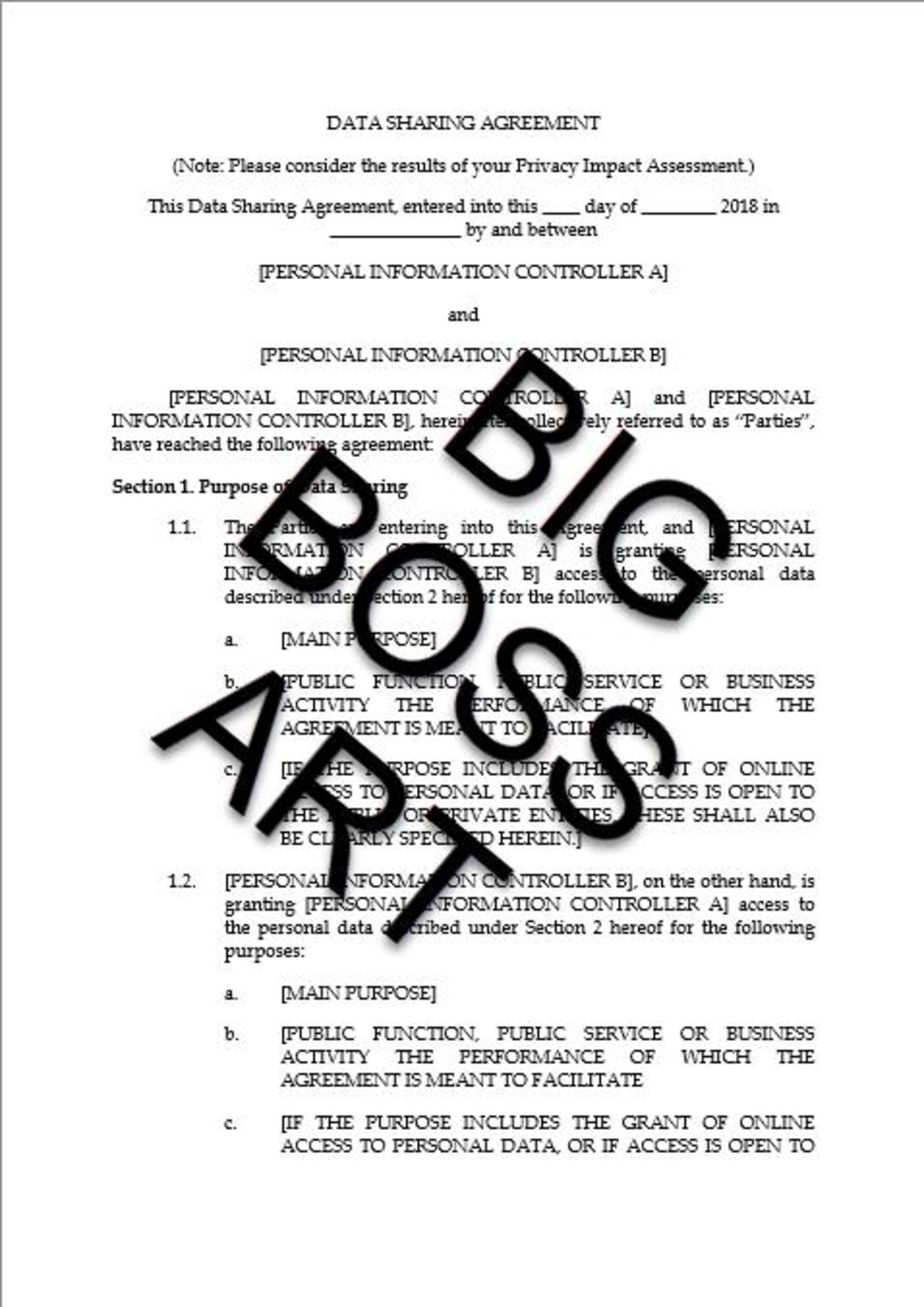 Data Sharing Agreement Template (WORD FORMAT) - Etsy