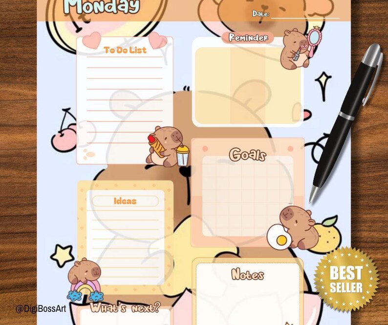 Capybara Digital Planner: Undated Daily & Weekly Organizer (PDF) - Etsy