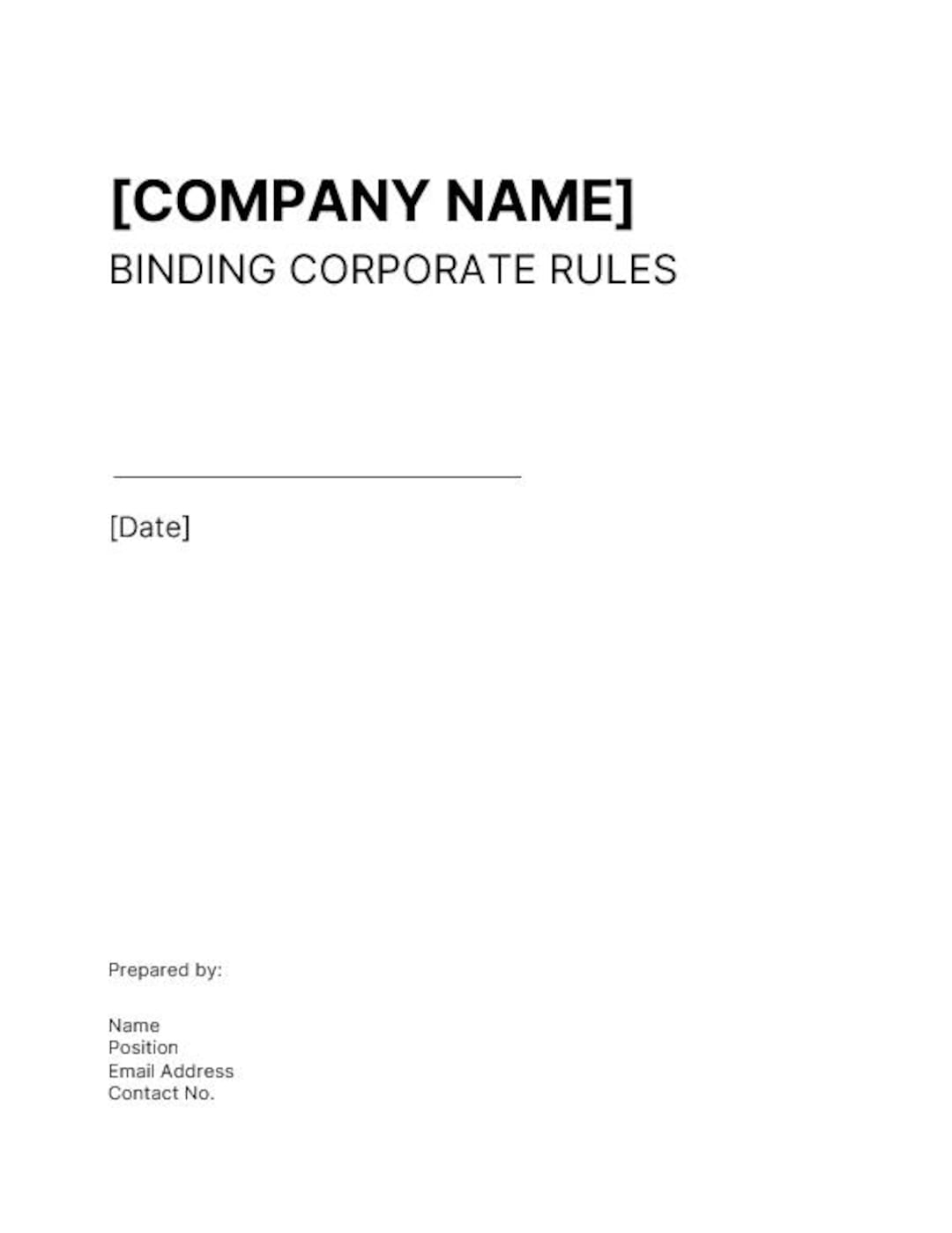 Binding Corporate Rules Template - Etsy