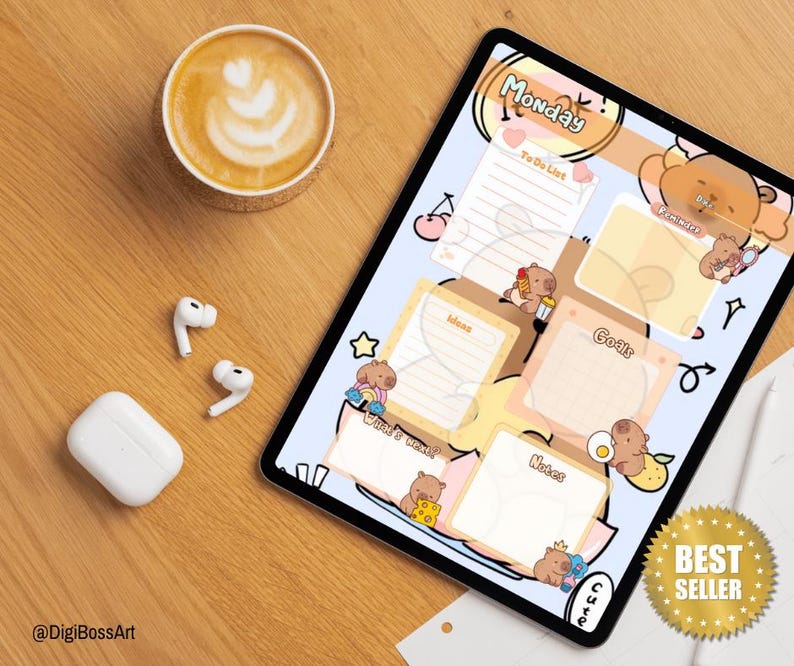 Capybara Digital Planner: Undated Daily & Weekly Organizer (PDF) - Etsy