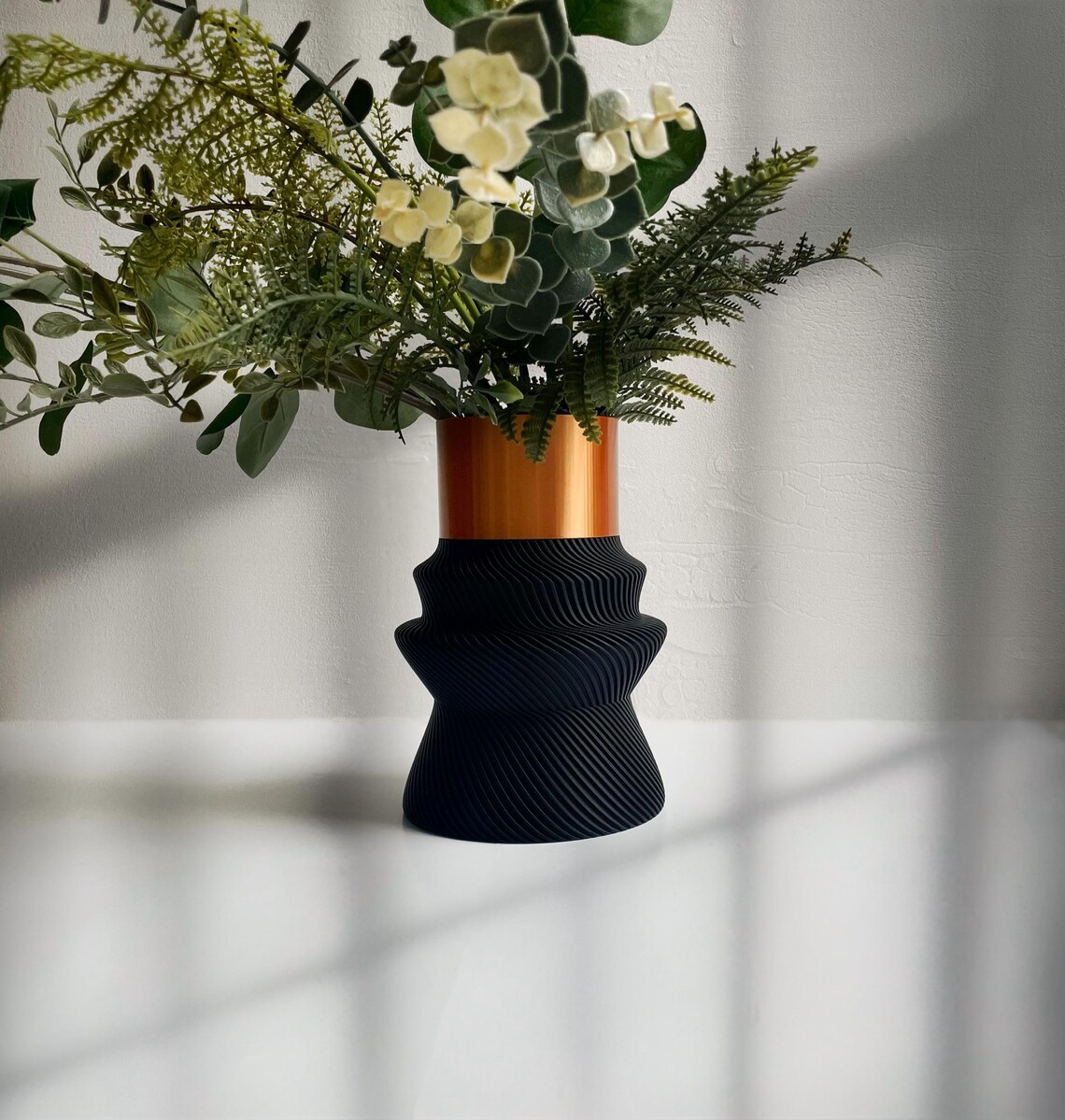 Black & Copper Tall Vase: Modern 3D Printed PLA Decor - Etsy