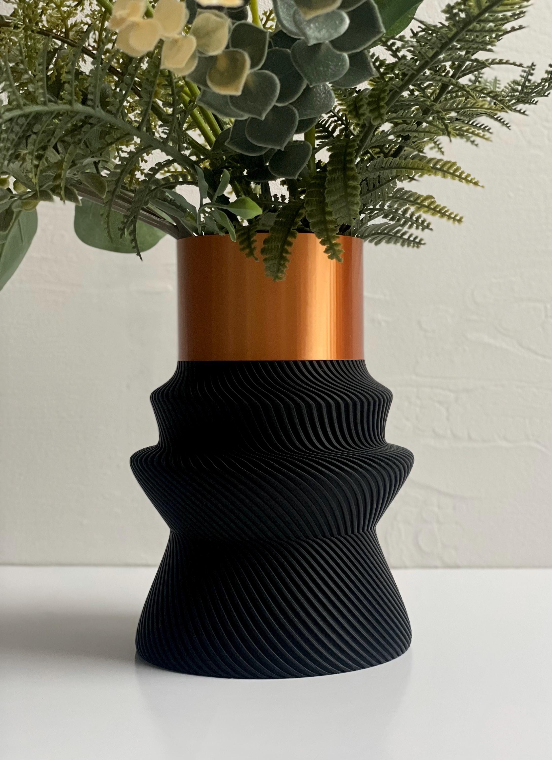 Black & Copper Tall Vase: Modern 3D Printed PLA Decor - Etsy