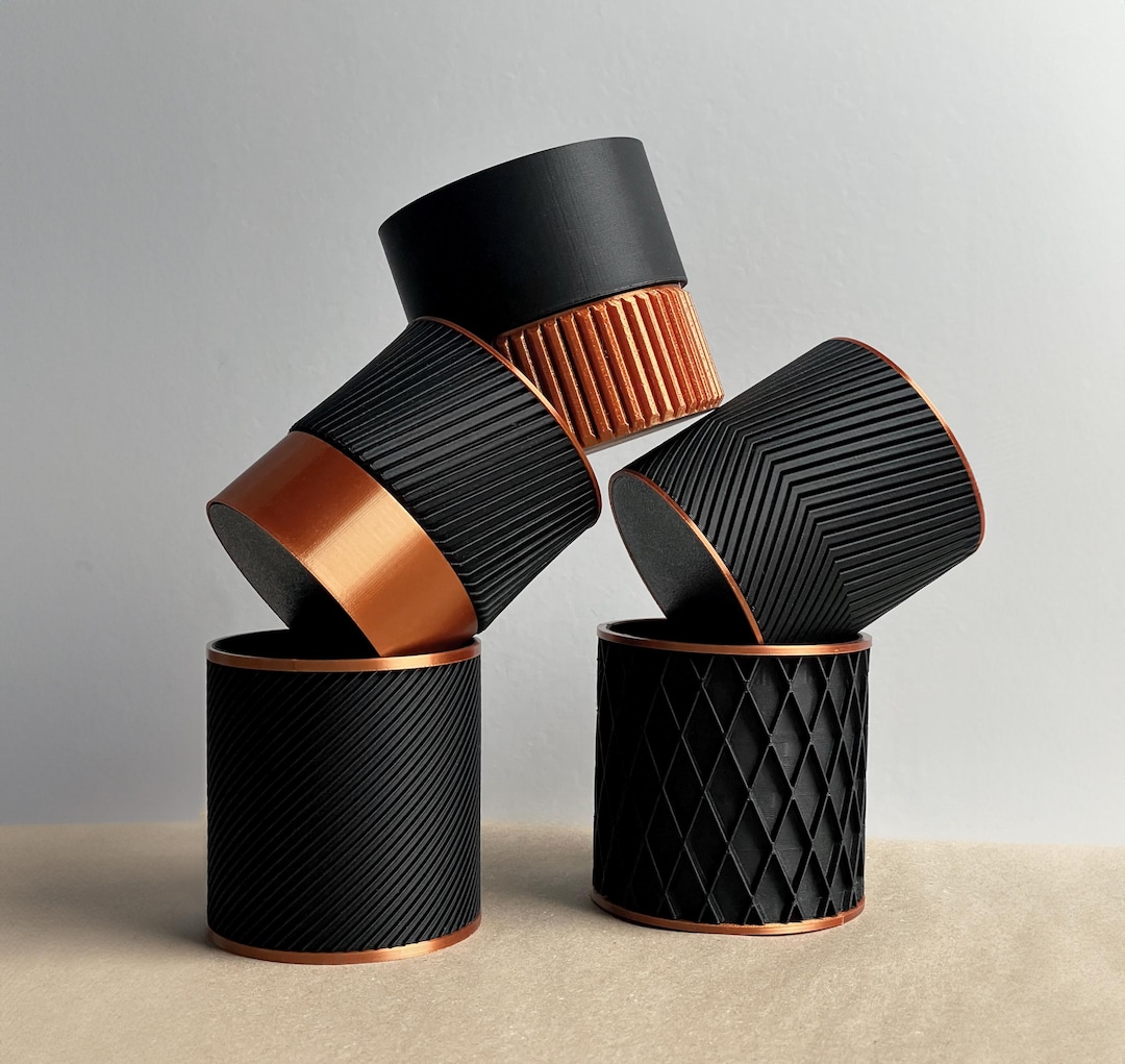 Black Indoor Planter | Patterned Pot | Black and Copper | House Plants ...