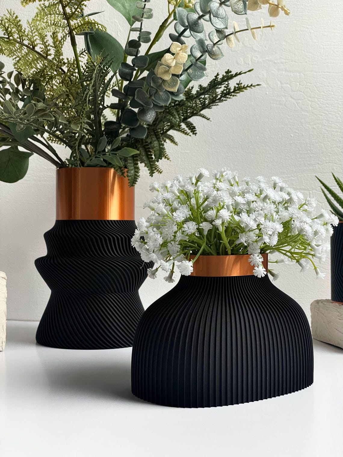 Black & Copper Tall Vase: Modern 3D Printed PLA Decor - Etsy