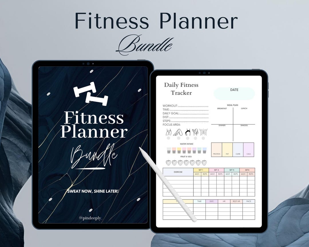 Digital Fitness Planner Bundle daily, Weekly Fitness Tracker weight ...