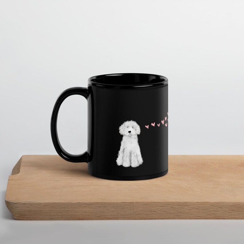 Cute White Shaggy Dog Mug, White Doodle Dog Love Mug, Fun White Shaggy ...