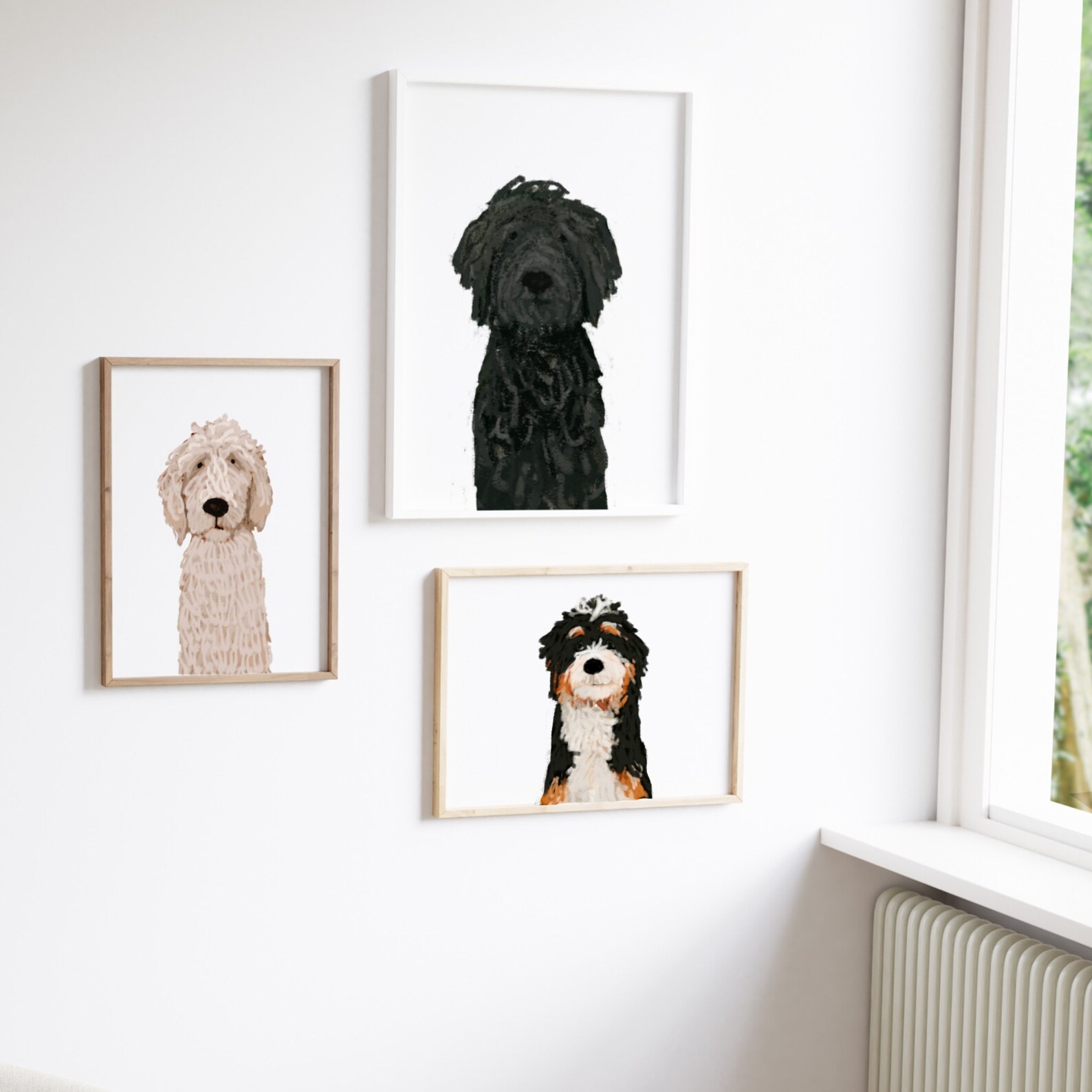 Black Doodle Art Print, Labradoodle Pet Portrait Wall Art, Doodle Lover ...