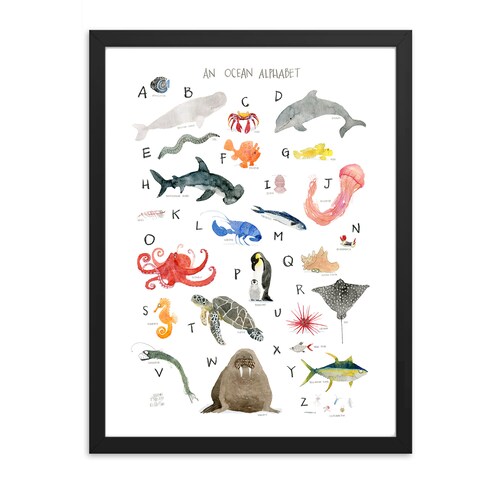Ocean Alphabet Print Nautical ABC Poster Baby Sea Animal - Etsy