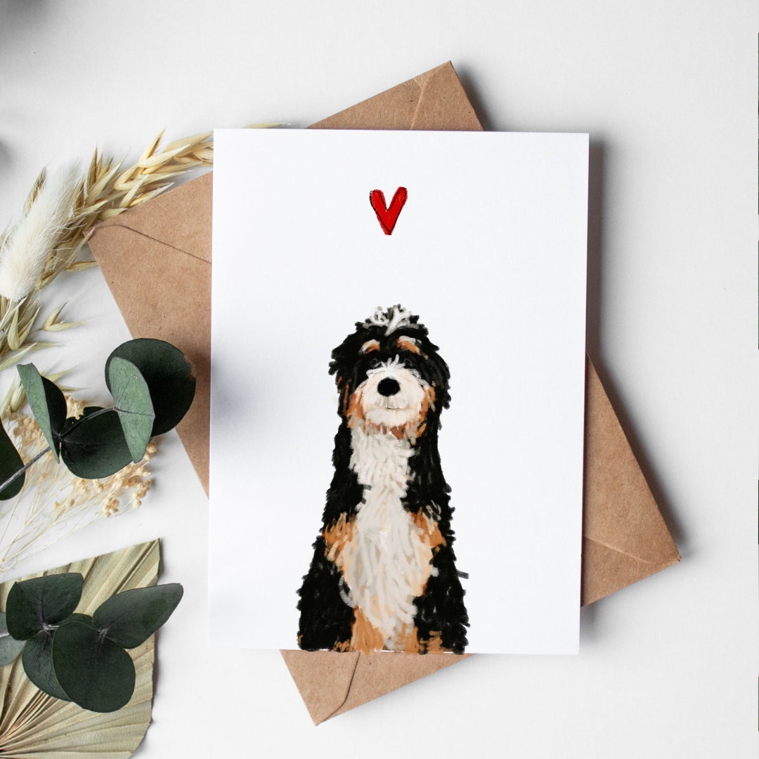 Bernedoodle Card, Bernedoodle Valentine, Bernedoodle Greeting Card ...