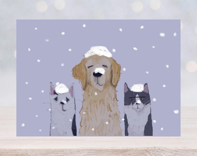 Merry Pets Christmas Greeting Card Set: Original Art, Box Set of 8 ...