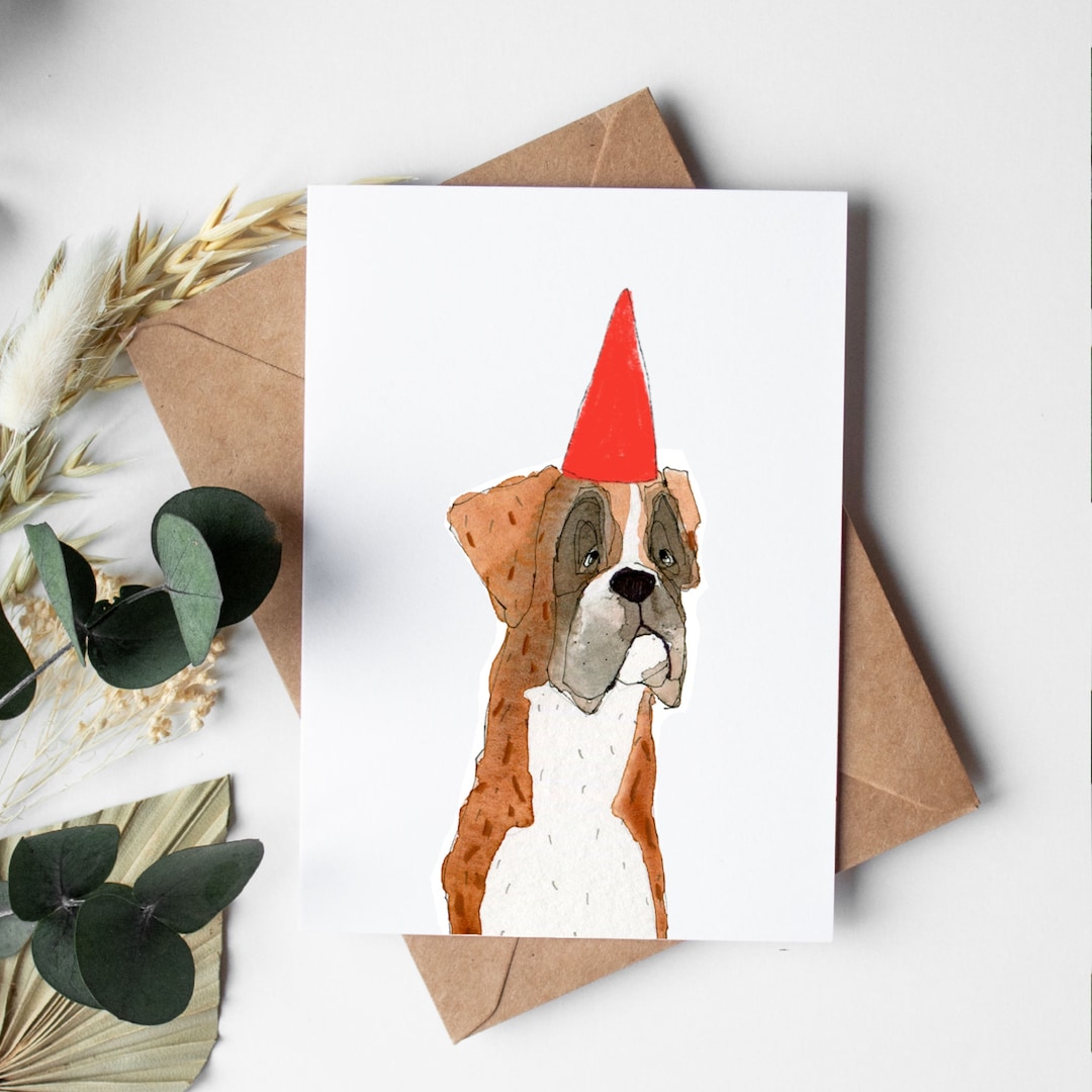 American Boxer Dog Birthday Card, Boxer Dog Birthday Card, Birthday ...