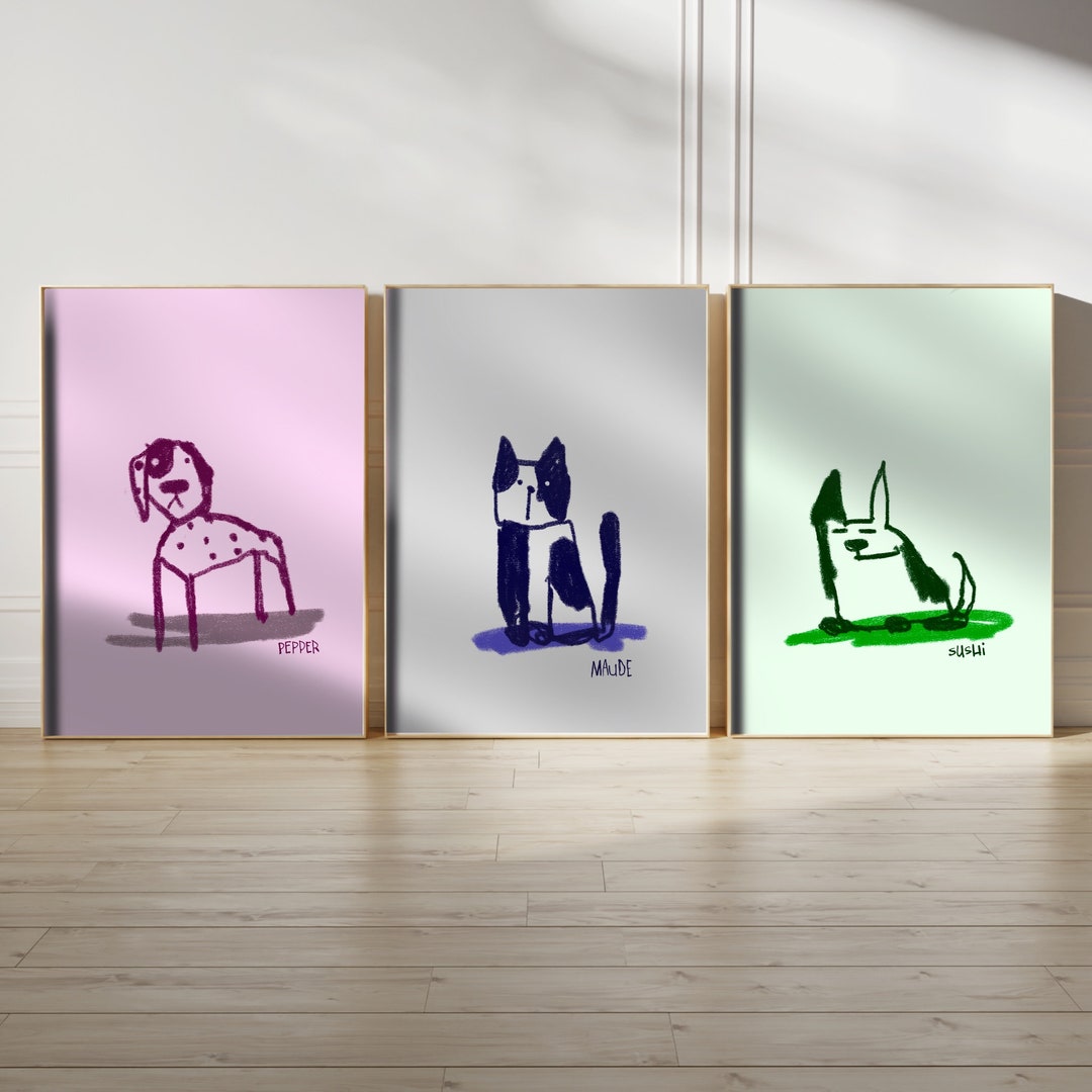 Funny Pet Portrait, Funky Dog Art, Trendy Pet Portrait, Custom Pet Art ...