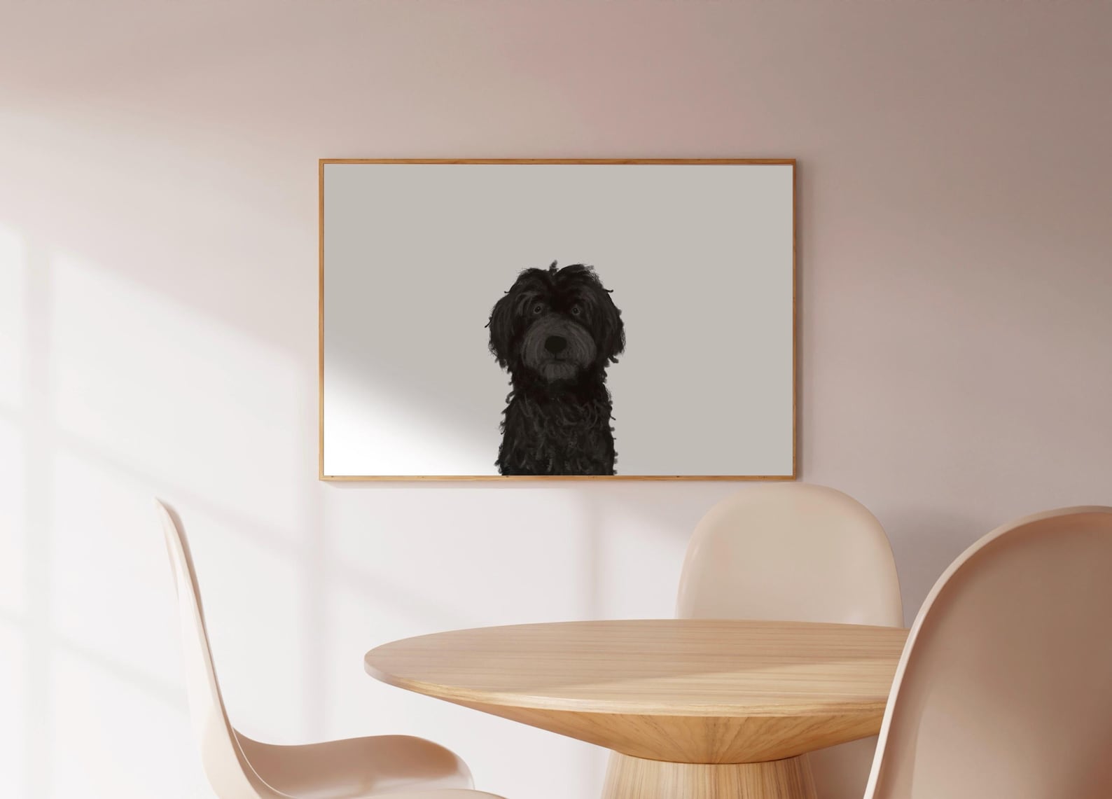 Black Doodle Art Print, Labradoodle Pet Portrait Wall Art, Doodle Lover ...