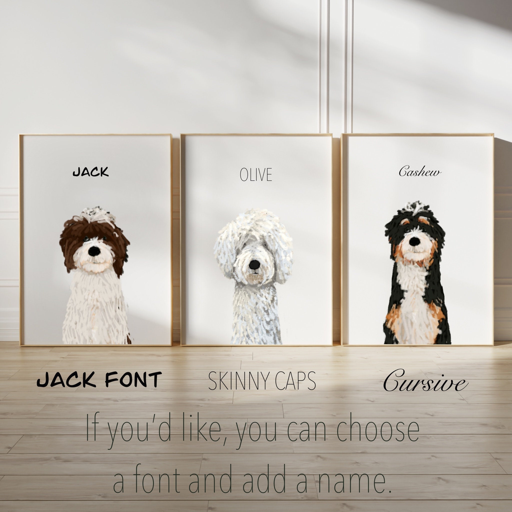Black Doodle Art Print, Labradoodle Pet Portrait Wall Art, Doodle Lover ...