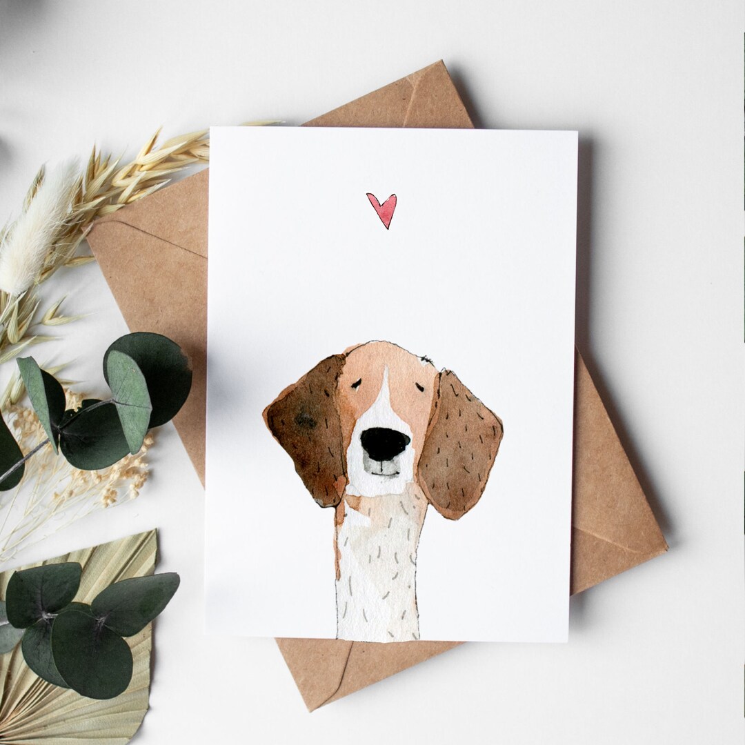 Beagle Greeting Card, Beagle Valentine, Sympathy Card, Pet Loss Gift ...