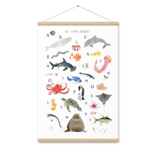Ocean Alphabet Print Nautical ABC Poster Sea Animal - Etsy