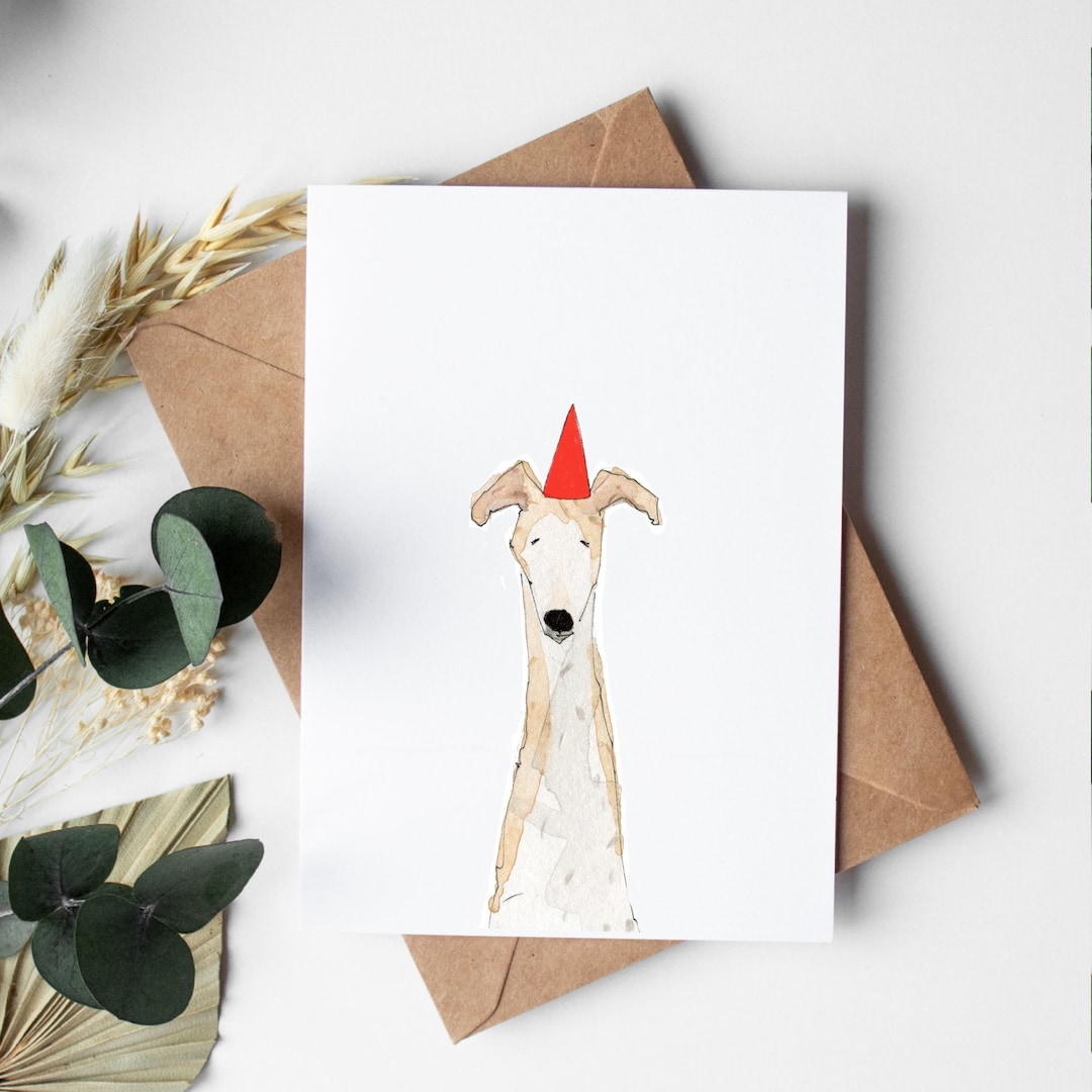 Greyhound Birthday Card, Whippet Birthday Card, Greyhound Birthday Gift ...