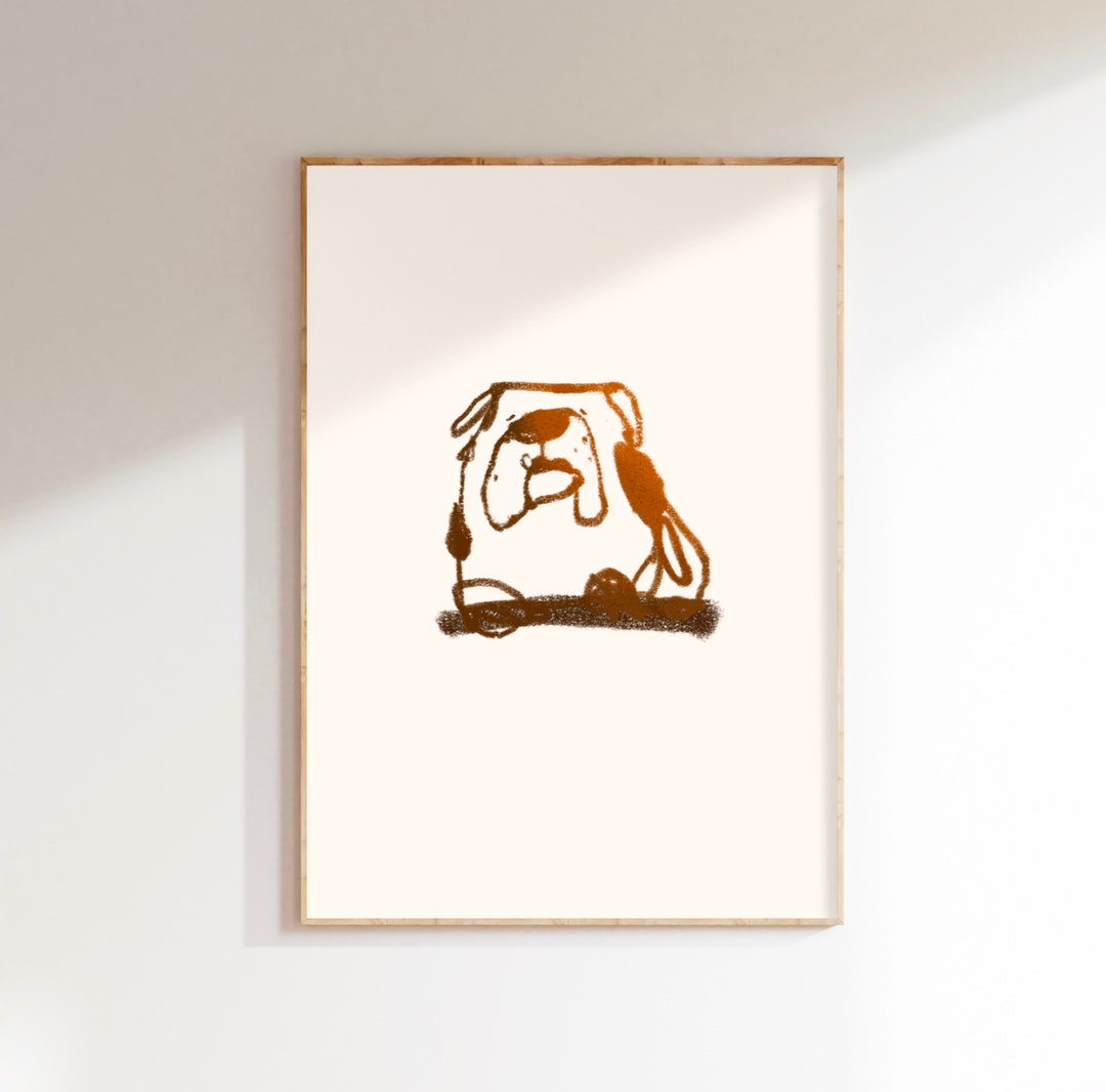 Modern Bulldog Art Print, Unique Bulldog Art, Bulldog Sketch Wall Art ...