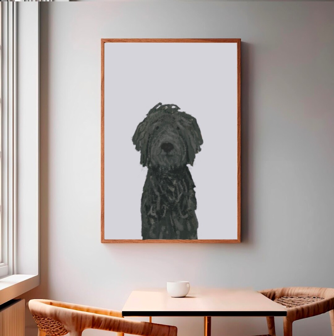 Black Doodle Art Print, Labradoodle Pet Portrait Wall Art, Doodle Lover ...