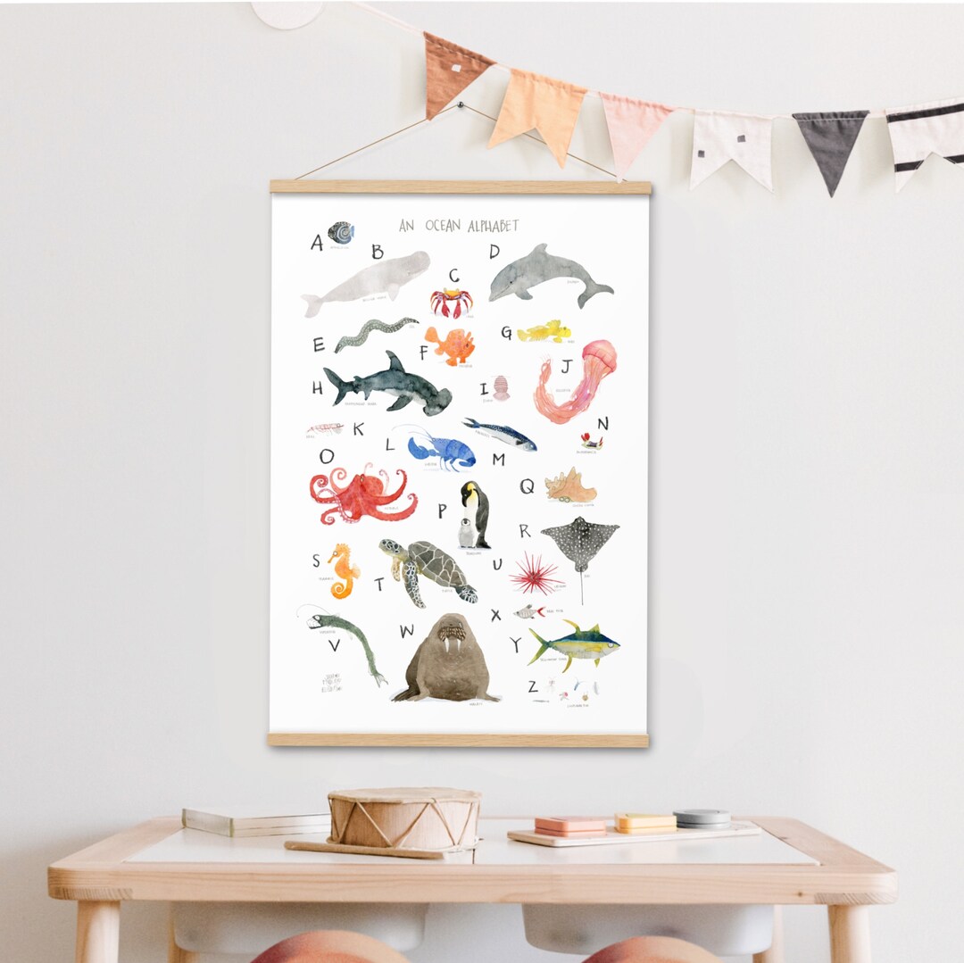 Sea Animals ABC Poster, Ocean Animals ABC Print, Nursery Print, Animal ...