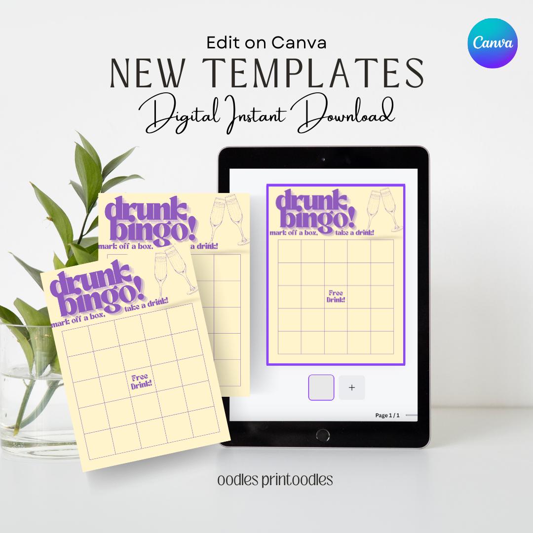 Customizable Party Bingo Card, Digital Instant Download, Drinking Game ...