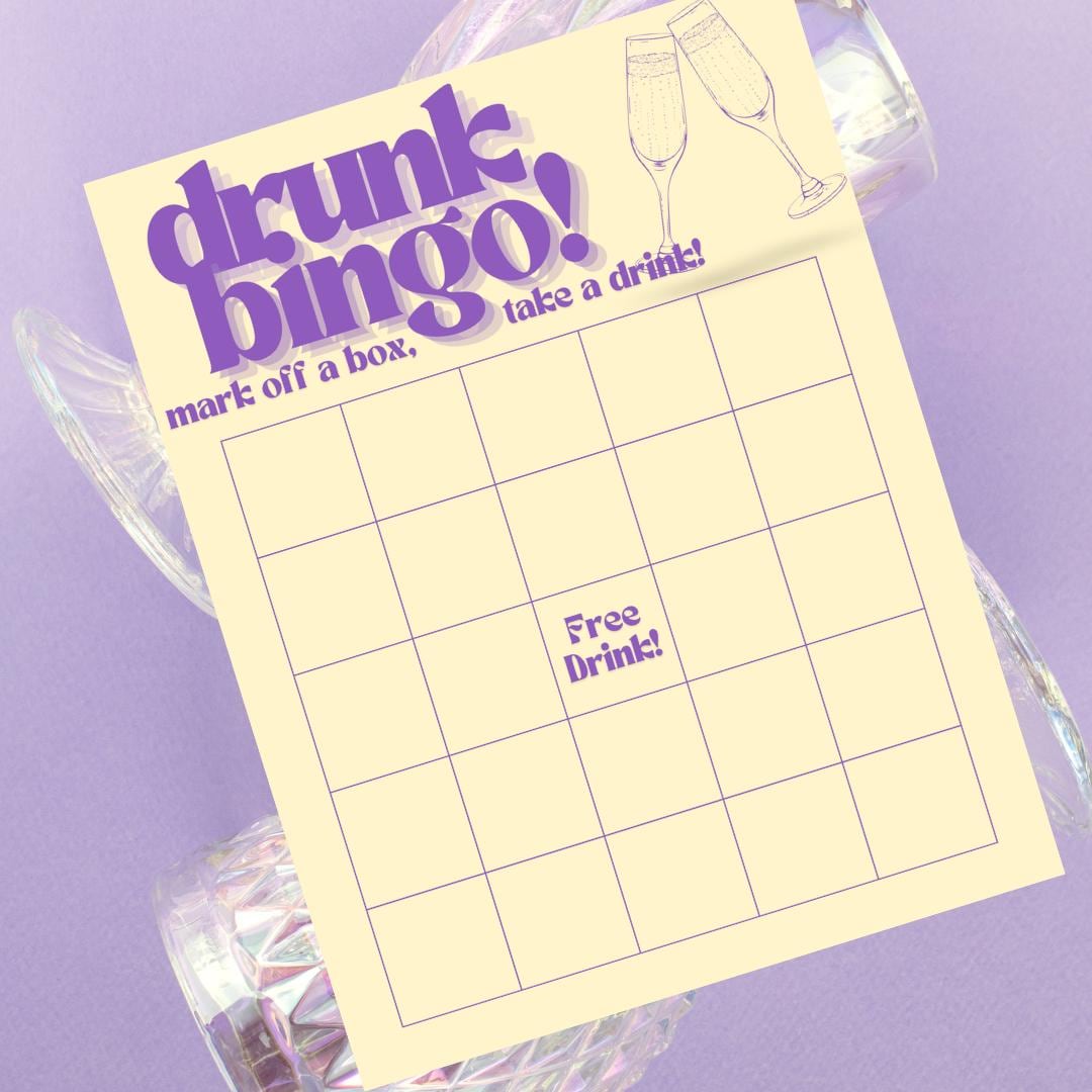 Customizable Party Bingo Card, Digital Instant Download, Drinking Game ...