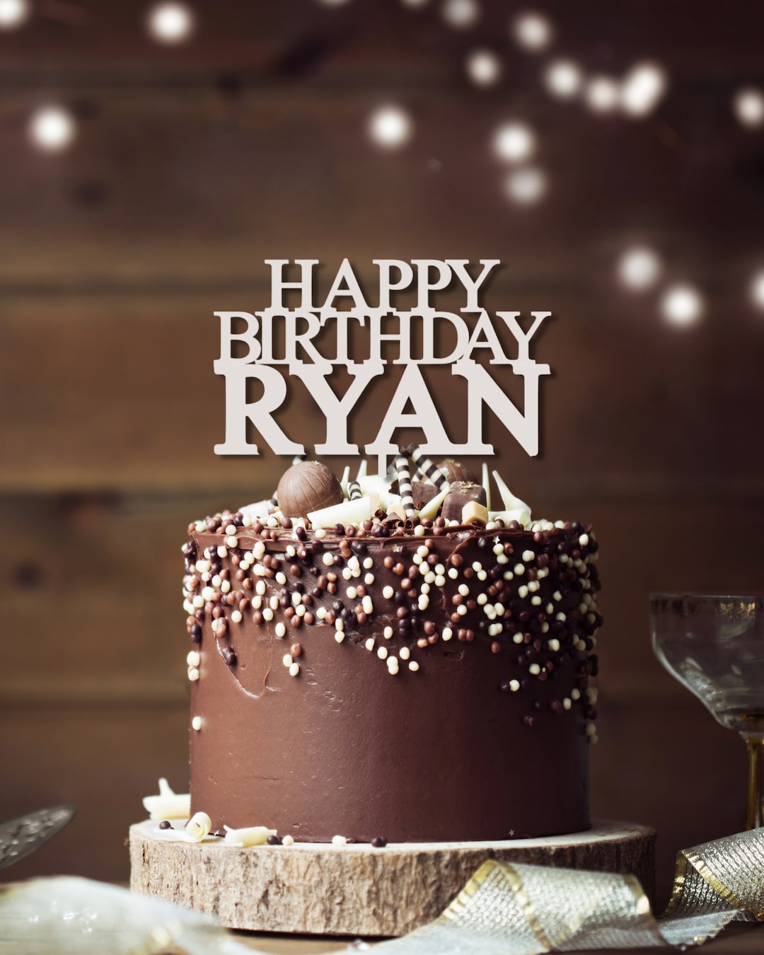 Happy Birthday Cake Topper, Personalized Name, DIY Dessert Pick Decor ...