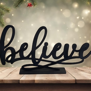 Believe Sign, Christmas Decor, Table Centerpiece, Shelf Ledge Mantle ...