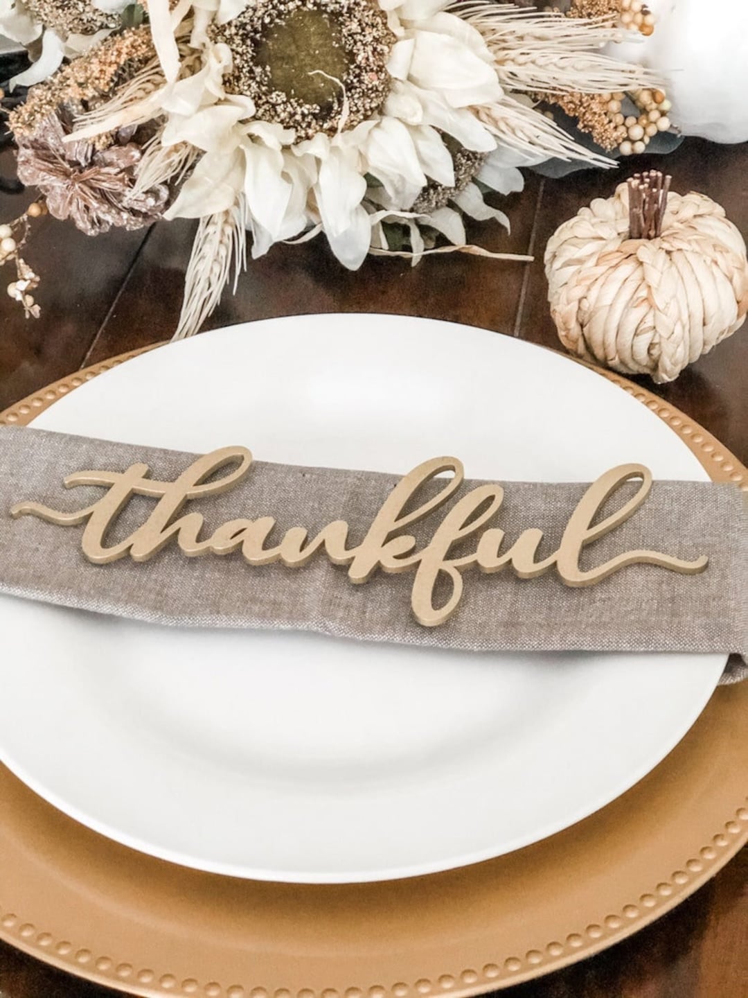Thanksgiving Place Cards, Fall Table Decor, Thankful Word Plates ...