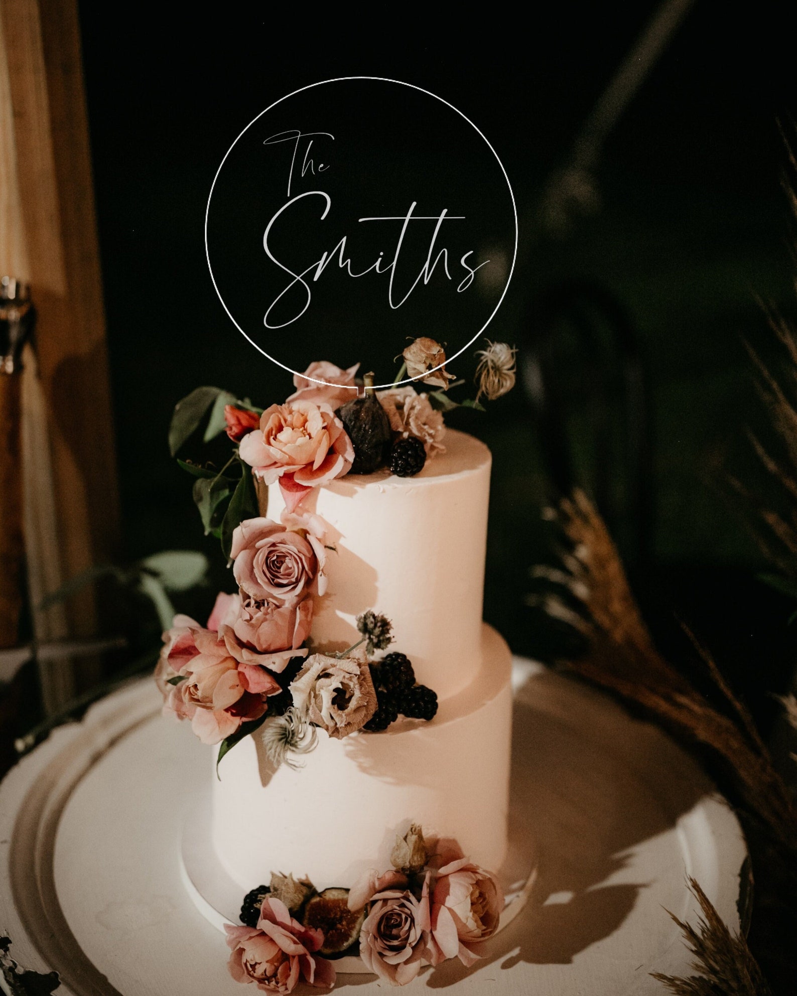 Acrylic Wedding Cake Topper, Personalized Cake Top, Floating Circle ...