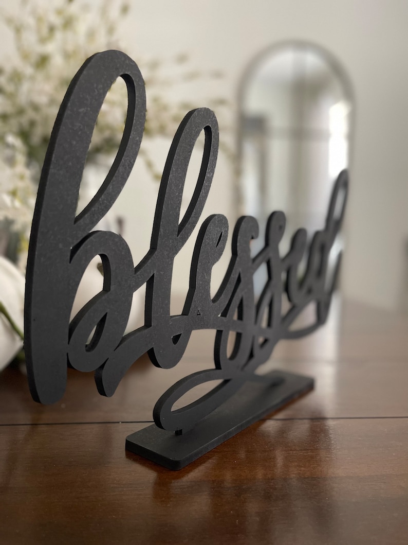 Blessed Sign With Stand Cursive Word Fall Table - Etsy