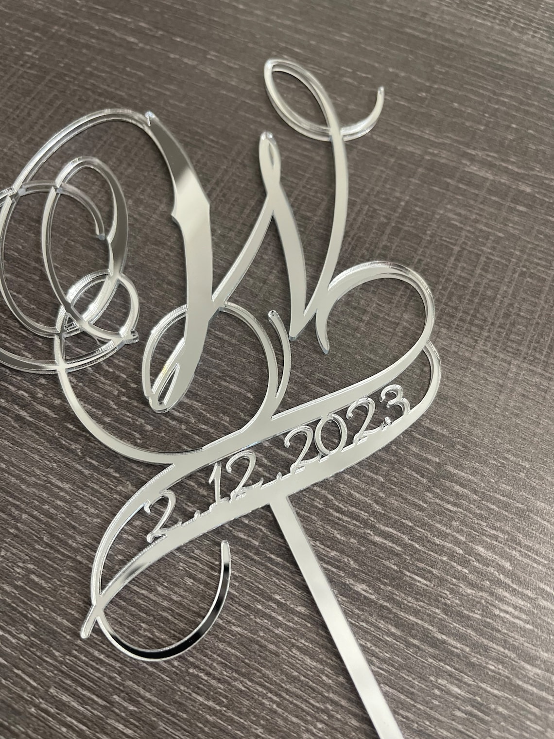 Wedding Cake Topper Cursive Initial Letter Wood or Acrylic - Etsy