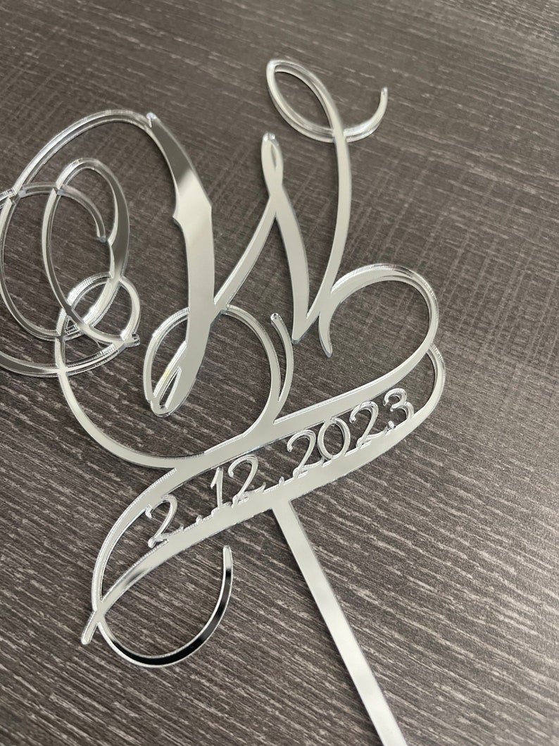 Wedding Cake Topper Cursive Initial Letter Wood or Acrylic - Etsy
