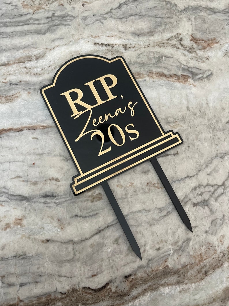 RIP 20s Tombstone Birthday Cake Topper, Funny Birthday Decoration, 30s ...