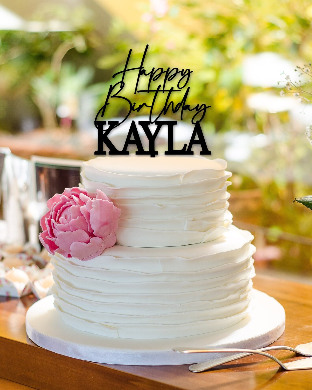Happy Birthday Cake Topper, Personalized Name, Gold Mirror Cake Topper ...