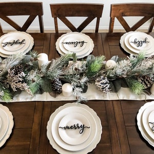 Christmas Table Decor, Believe Merry, Joyful, Jolly, Christmas Wood ...