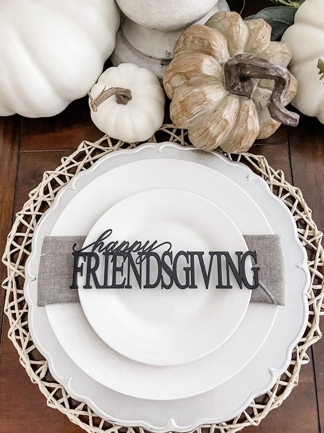 Happy Friendsgiving Place Card, Thanksgiving Table Decor, Fall Holiday ...