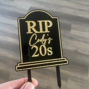 RIP 20s Tombstone Birthday Cake Topper, Funny Birthday Decoration, 30s ...