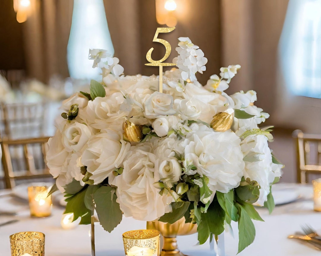 Elegant Numerical Table Number Floral Picks - Perfect for Assigned ...