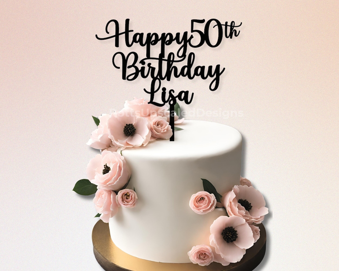 Happy 50th Cake Topper, Personalized Birthday Cake, Custom Name, DIY ...