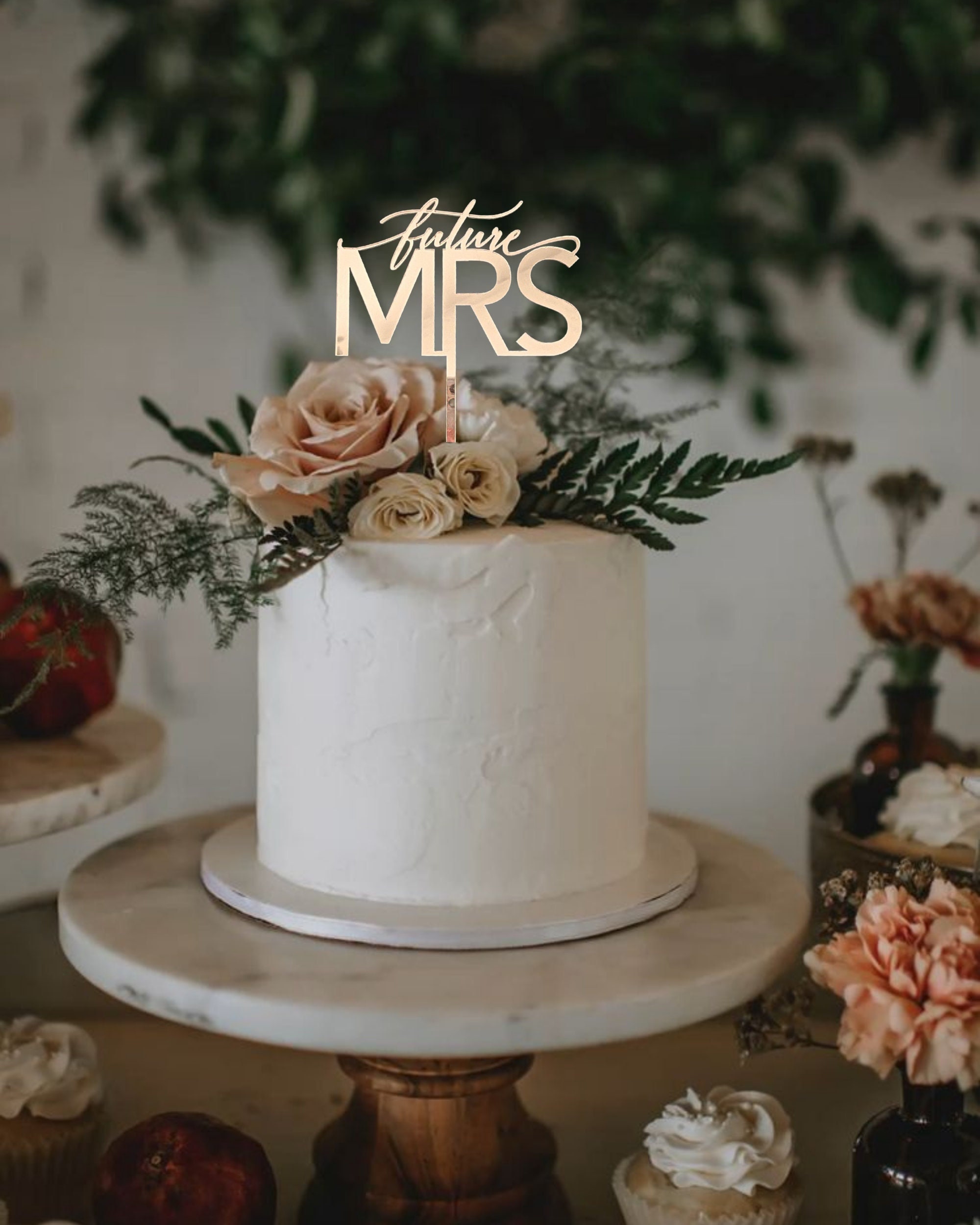 Future Mrs Cake Topper, Bridal Shower Cake, Engagement Party, Gold ...
