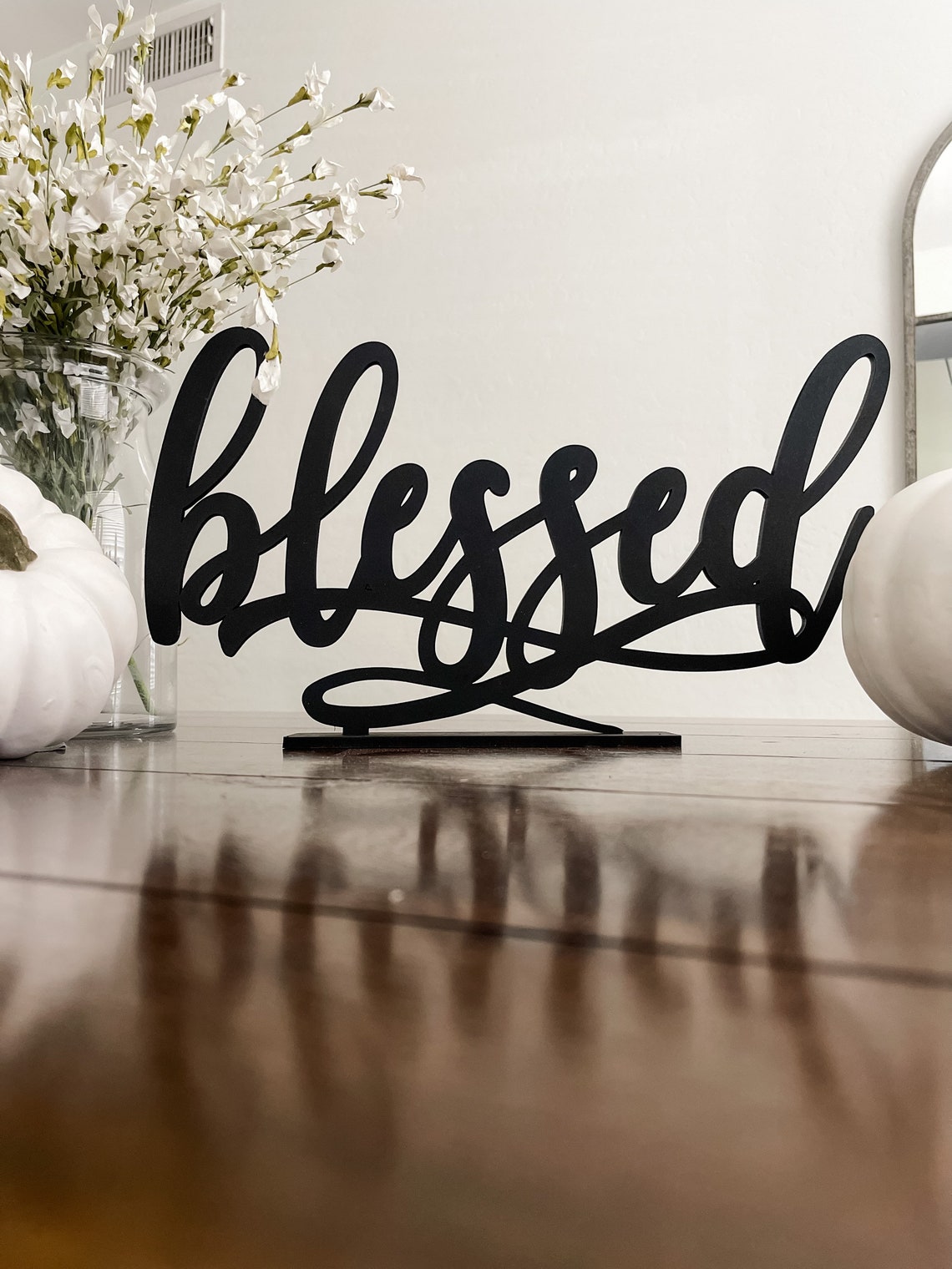 Blessed Sign With Stand Cursive Word Fall Table - Etsy