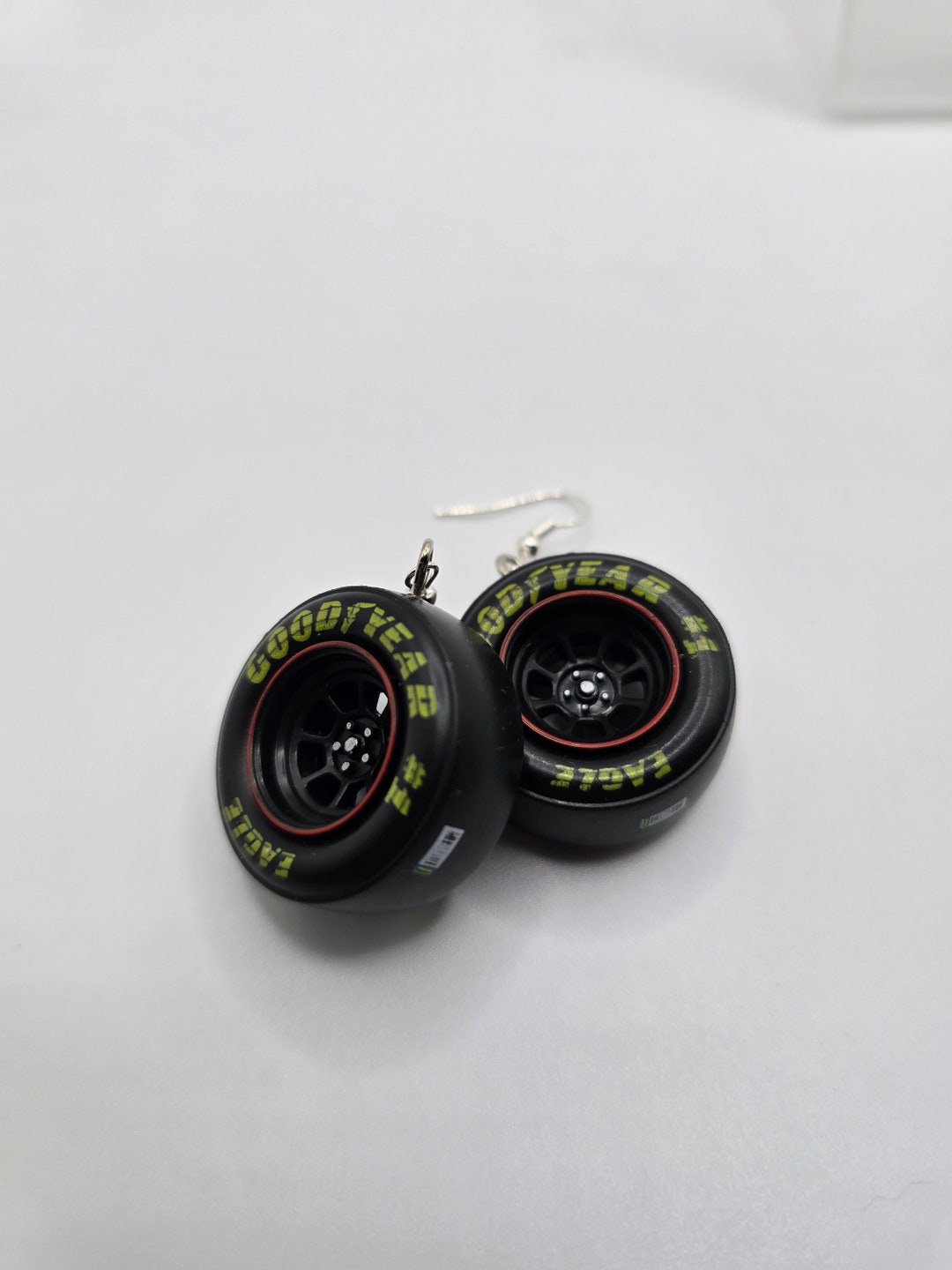 Stock Car Racing 1/24 Scale Wheel With Red Line Tire Earrings - Etsy