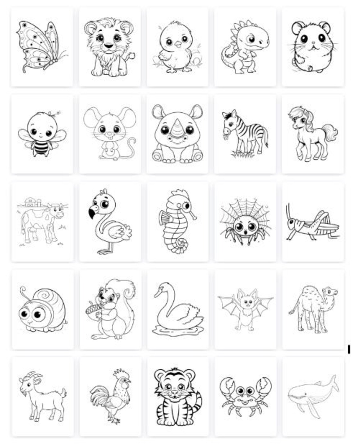 50 Downloadable/printable Animal and Insect Toddler Coloring Pages - Etsy