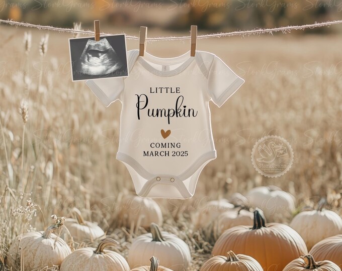 Fall Baby Announcement Digital Gender Neutral Simple Minimalist ...