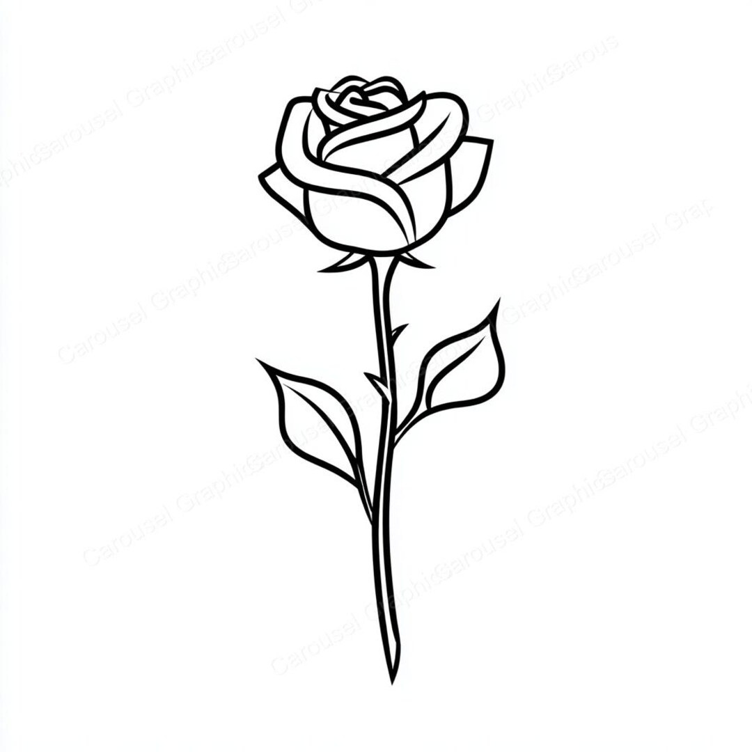 Long Stem Rose SVG & PNG - Etsy