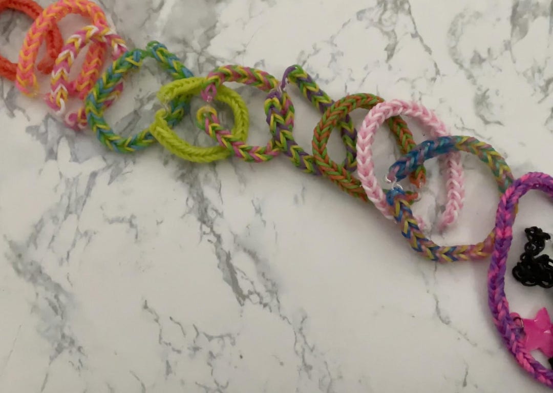 Colorful Rainbow Loom Bracelet Chain - Handmade, Vibrant, and ...