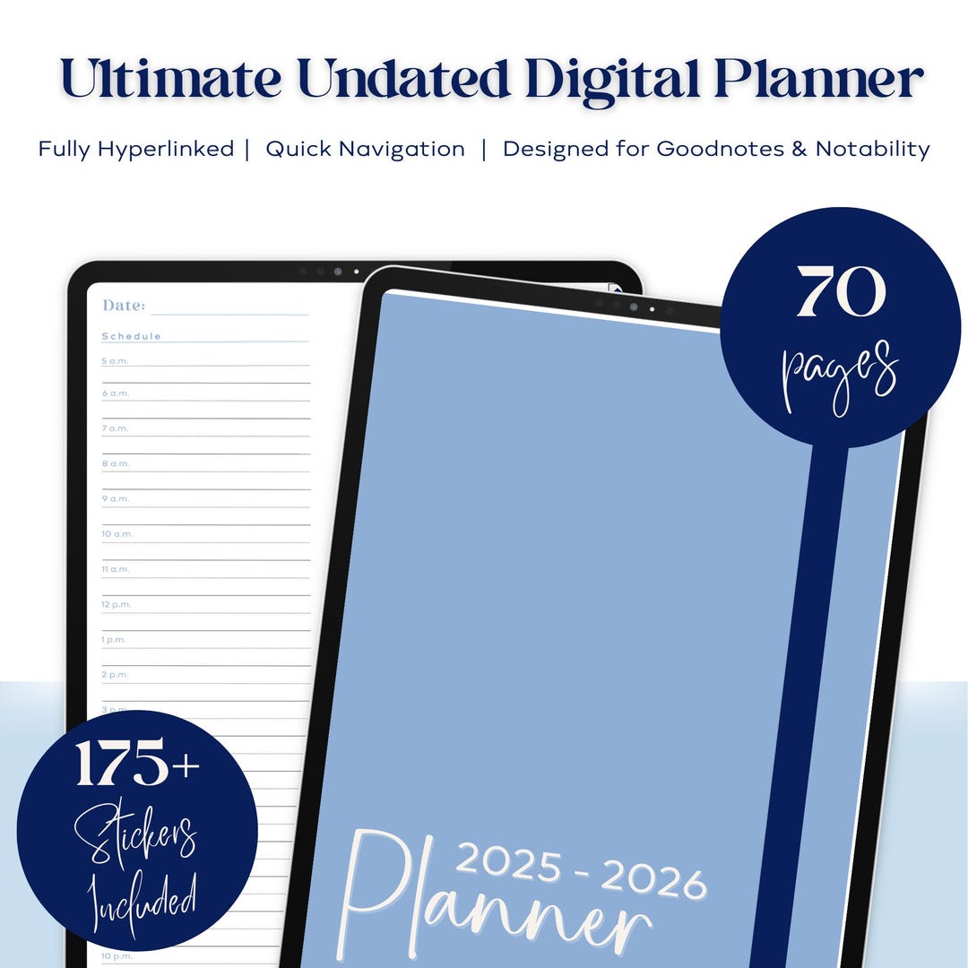 2025 Planner | Digital | Hyperlinked | Shades of Blue Planner ...